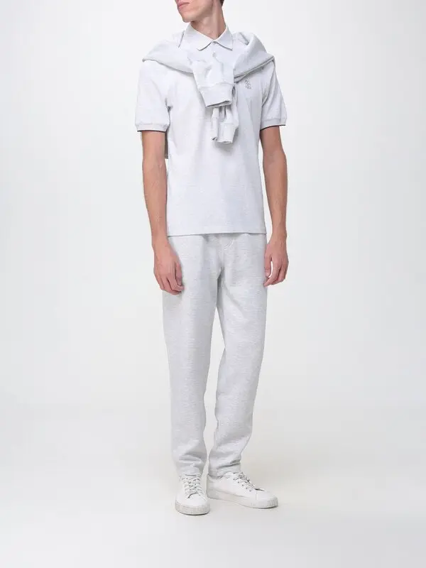 Brunello Cucinelli Short-sleeved Cotton Polo With Embroidered Logo - Ivory