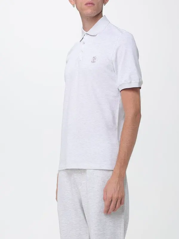 Brunello Cucinelli Short-sleeved Cotton Polo With Embroidered Logo - Ivory