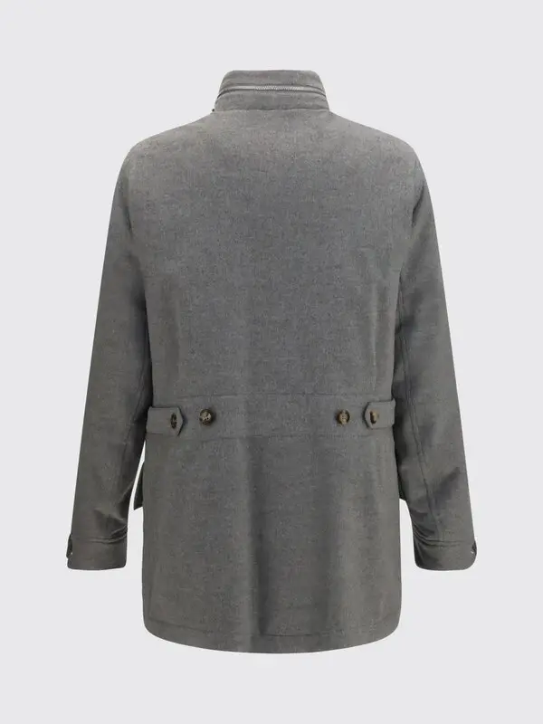 Brunello Cucinelli Single-breasted Short Coat In 100% Cashmere With High Collar