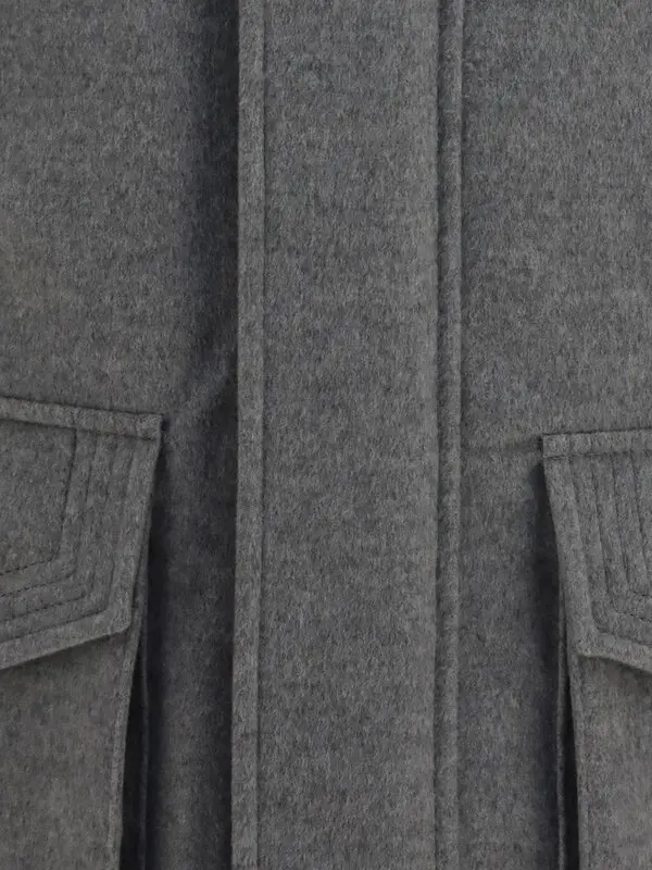 Brunello Cucinelli Single-breasted Short Coat In 100% Cashmere With High Collar