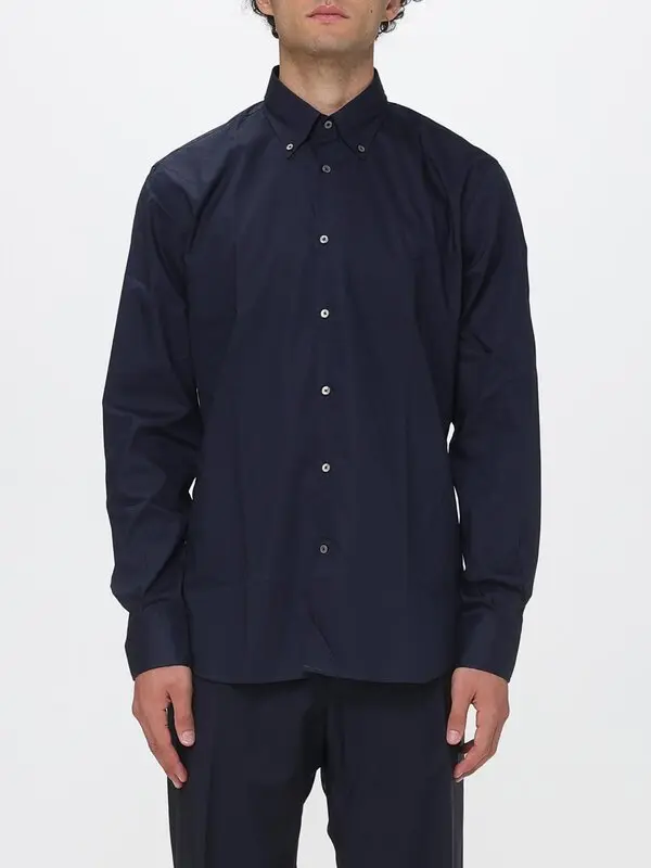 BROOKSFIELD Button-down Collar Casual Shirt In Cotton Poplin - Navy