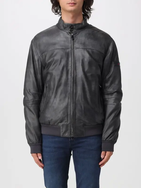 Peuterey Fiona Padded Calfskin Leather Bomber Jacket With Biker Collar