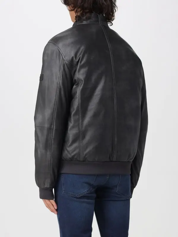 Peuterey Fiona Padded Calfskin Leather Bomber Jacket With Biker Collar