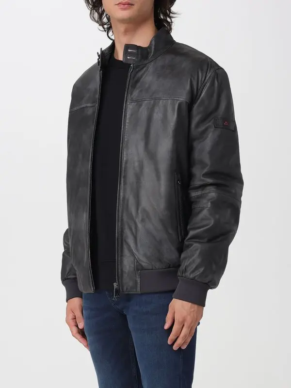 Peuterey Fiona Padded Calfskin Leather Bomber Jacket With Biker Collar