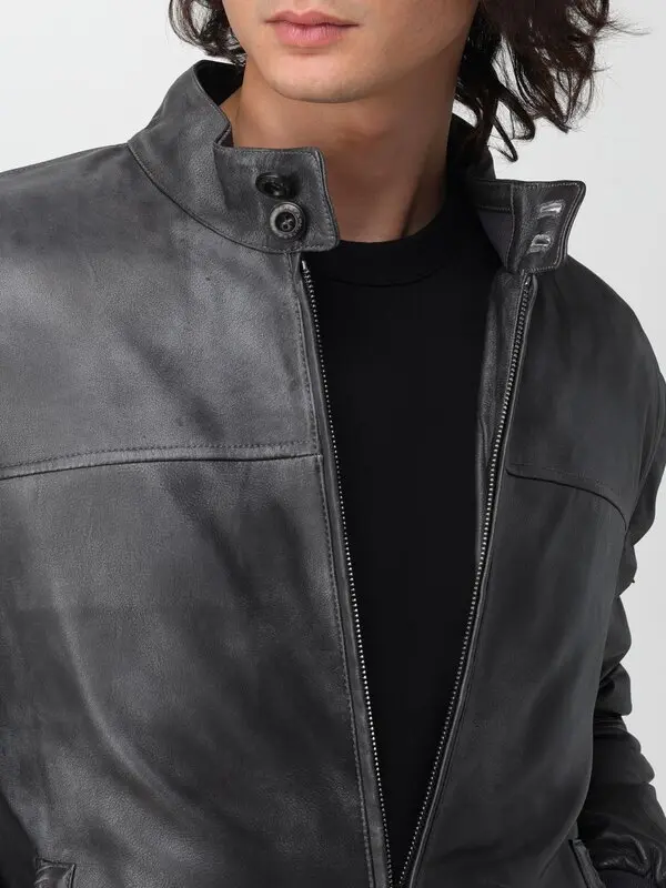 Peuterey Fiona Padded Calfskin Leather Bomber Jacket With Biker Collar