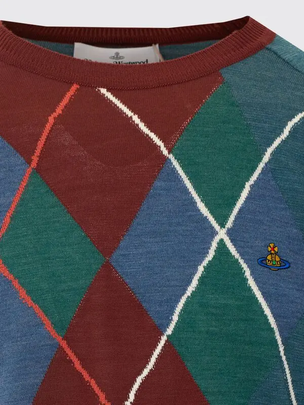 VIVIENNE WESTWOOD Argyle Wool And Cotton Crewneck Jumper - Multicolor