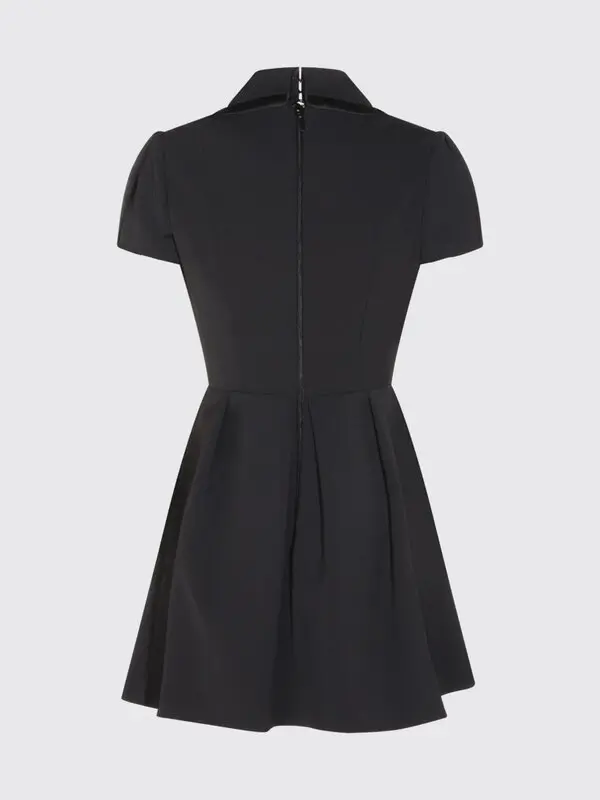 Elisabetta Franchi Flared Crêpe Mini Dress With Shawl Collar And Short Sleeves - Black