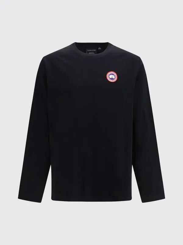 Canada Goose Long-sleeved Cotton T-shirt With Contrast Logo - Black