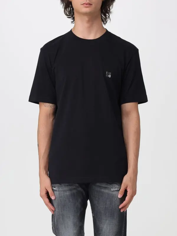 Dsquared2 Crewneck Cotton T-shirt With Contrast Logo - Black
