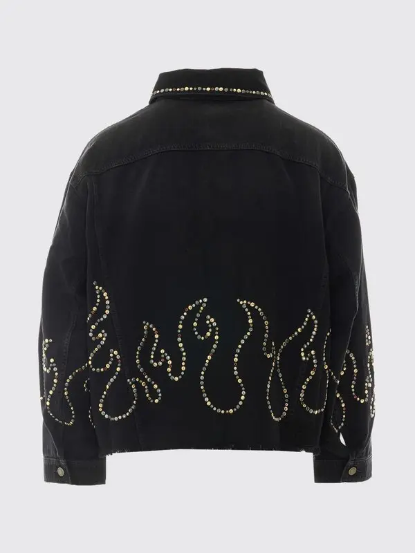 Amiri Flames Print Denim Jacket With Stud Application