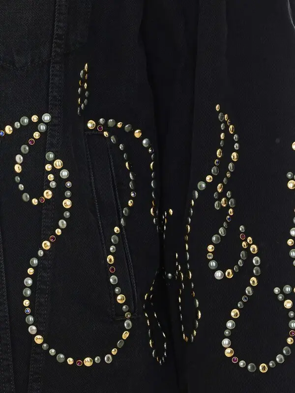 Amiri Flames Print Denim Jacket With Stud Application