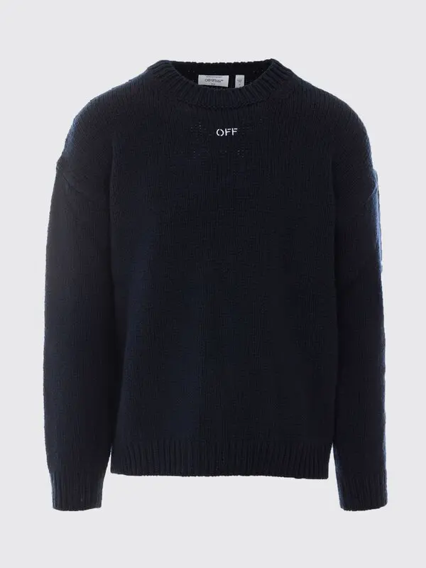 Off-White Wool Crewneck Jumper With Arrow Logo And Dropped Shoulders