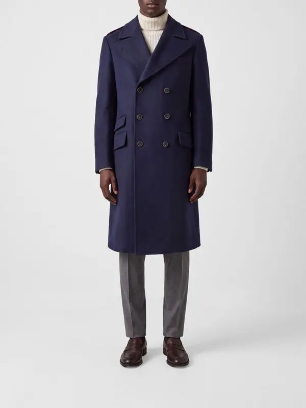 Brunello Cucinelli Knee-length Double-breasted Wool Coat With Lapels