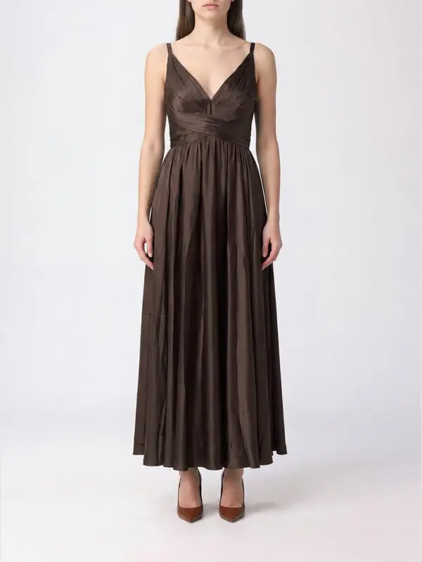 Zimmermann Off-the-shoulder Silk Midi Evening Dress With V-neck - Brown