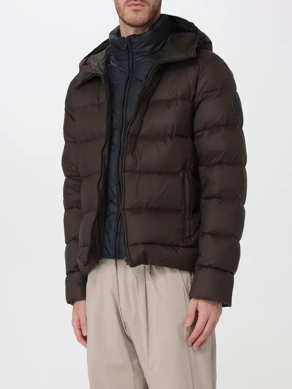 FAY Hooded Quilted Nylon Short Puffer Jacket With Zip Closure