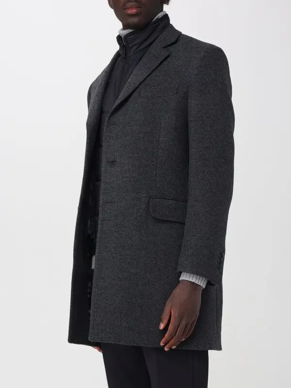 FAY Short Wool-blend Coat With Quilted And Removable Inner Vest