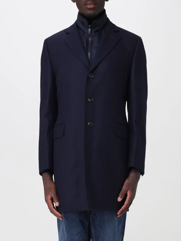 FAY Short Wool-blend Coat With Quilted And Removable Inner Vest