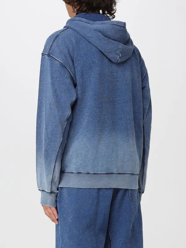 DIESEL® Relaxed Fit Hooded Zip-up Cotton Sweatshirt With Embroidered Logo