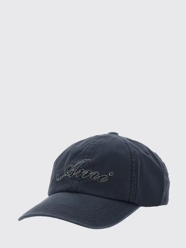 AMI Paris Cotton Baseball Cap With Logo - Black