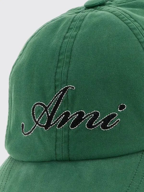 AMI Paris Cotton Baseball Cap With Embroidered Logo - Green
