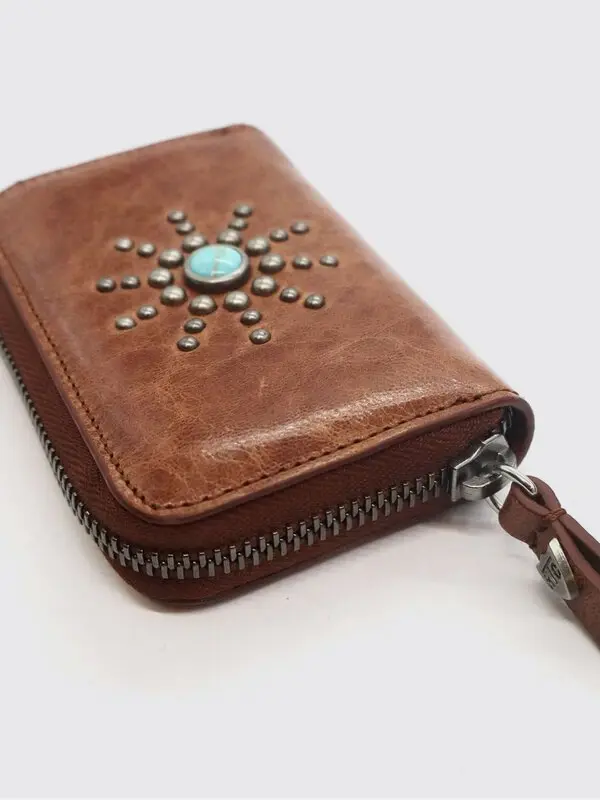 HTC LOS ANGELES Cowhide Leather Wallet With Embroidery