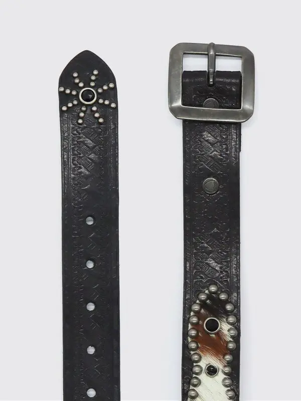 HTC LOS ANGELES Cowhide Leather Belt With Embroidery