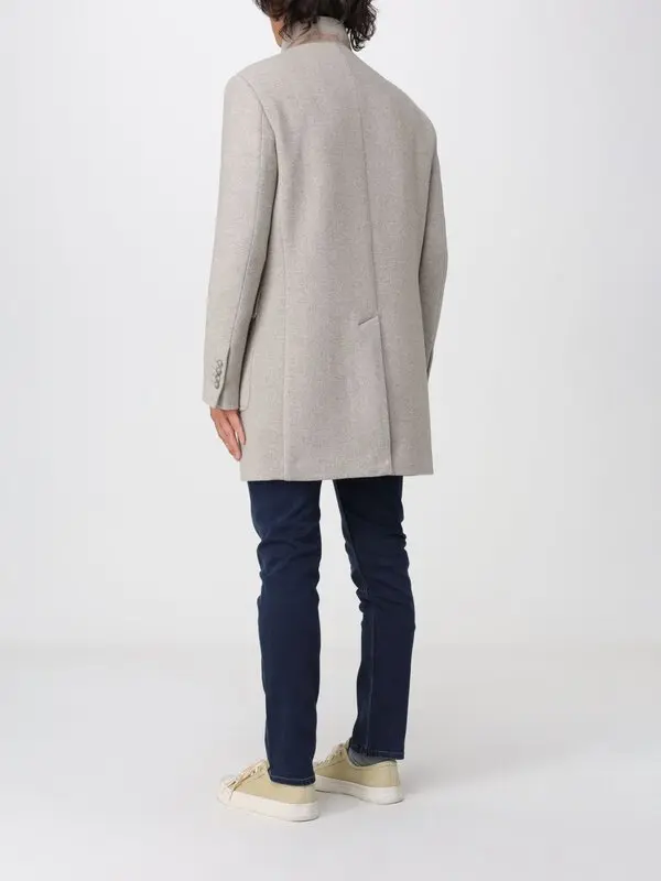 FAY Single-breasted Short Wool Coat With Iconic Metal Hook