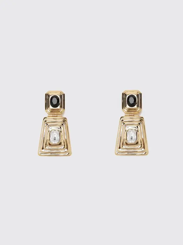 Alessandra Rich Gold-finish Metal Earrings With Crystals - Black