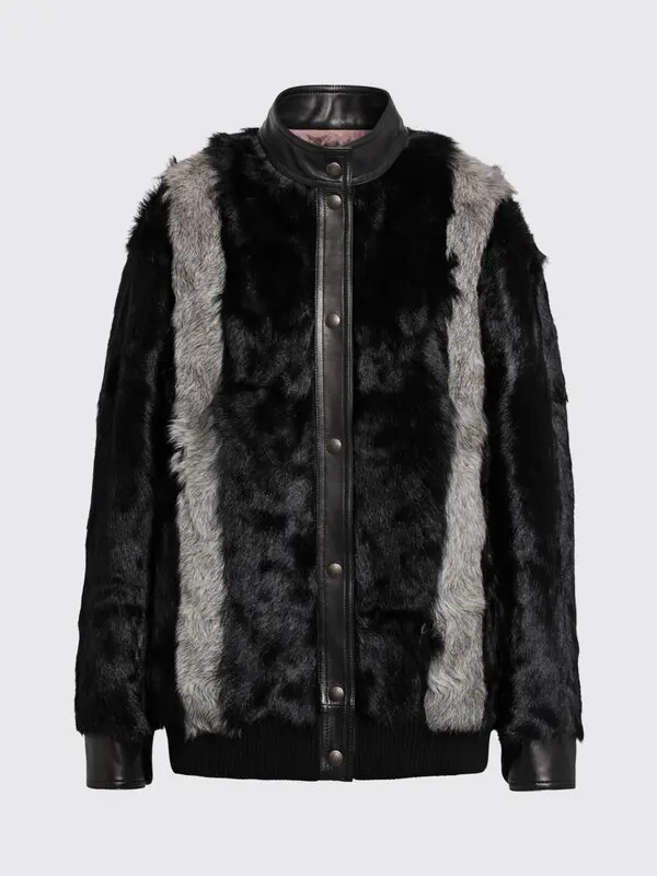 Valentino Garavani Bicolour Design Fur Jacket With Mandarin Collar