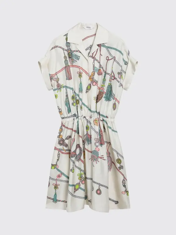 Versace Graphic-print Silk Twill Mini Shirt Dress With Ruched Waist