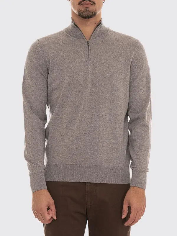 BOSS Pure Wool Half-zip Turtleneck Jumper With Ribbed Hems - Camel