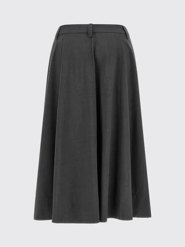 Brunello Cucinelli High-waisted Wool-blend Midi Skirt - Grey