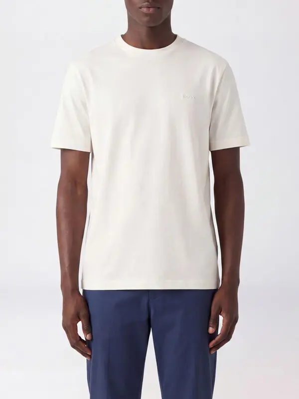 BOSS Embroidered Logo Cotton Crewneck T-shirt - White 1