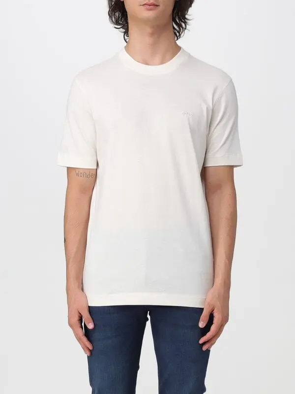 BOSS Embroidered Logo Cotton Crewneck T-shirt - White