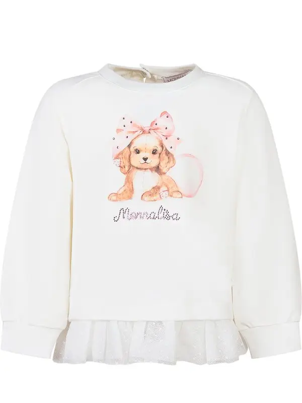 Monnalisa Tulle Accent Sweatshirt - Bianco