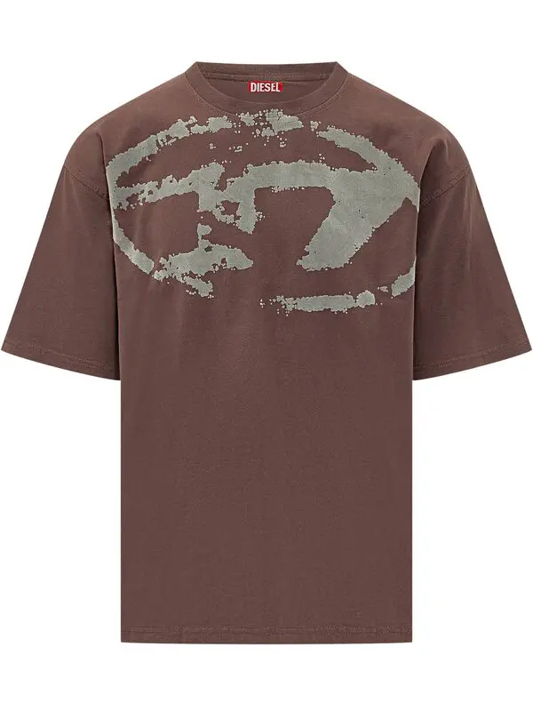 DIESEL® Stampaint" Print Cotton T-shirt - Marrone