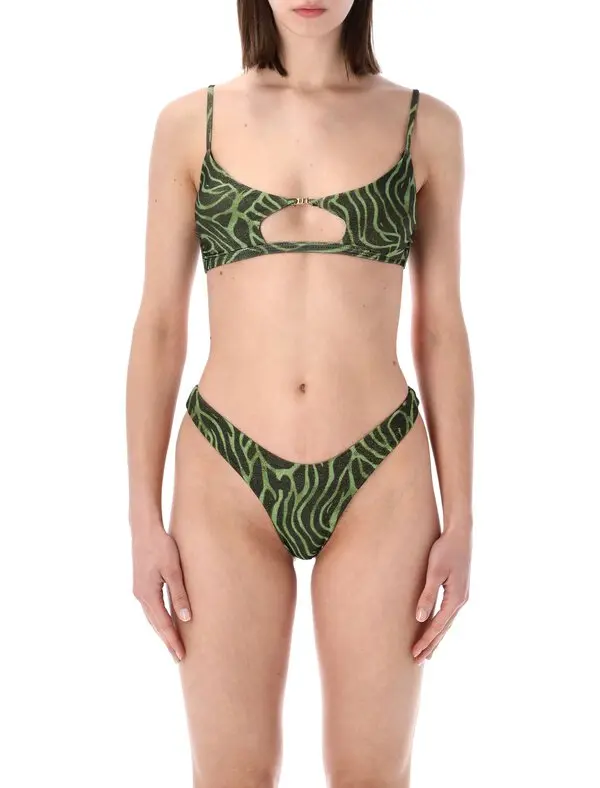 MATINEE Bold Zebra Print Mini Bikini Set - Zebra Green