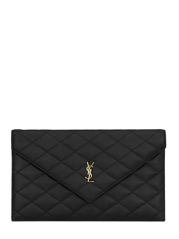 Saint Laurent 27 X 16 X 1 Cm Lamb Leather Mini Bag With Cotton Lining And Snap-button Closure - Nero