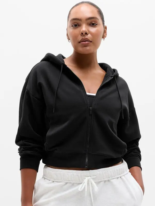 Athleta Forever Fleece Classic Full Zip Sweatshirt - Black