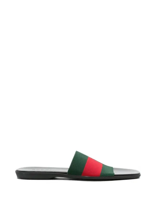 Gucci Web Detail Flat Sandals - Black