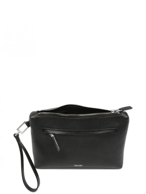 TOM FORD Zip Metal Leather Clutch