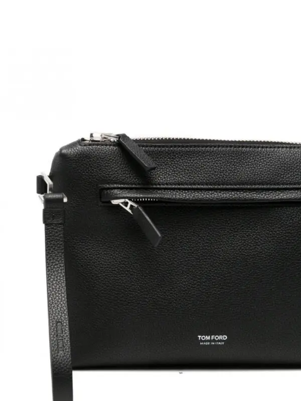 TOM FORD Zip Metal Leather Clutch