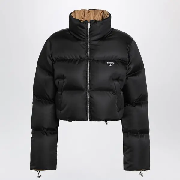 Prada Cropped Re-nylon Down Jacket - Black