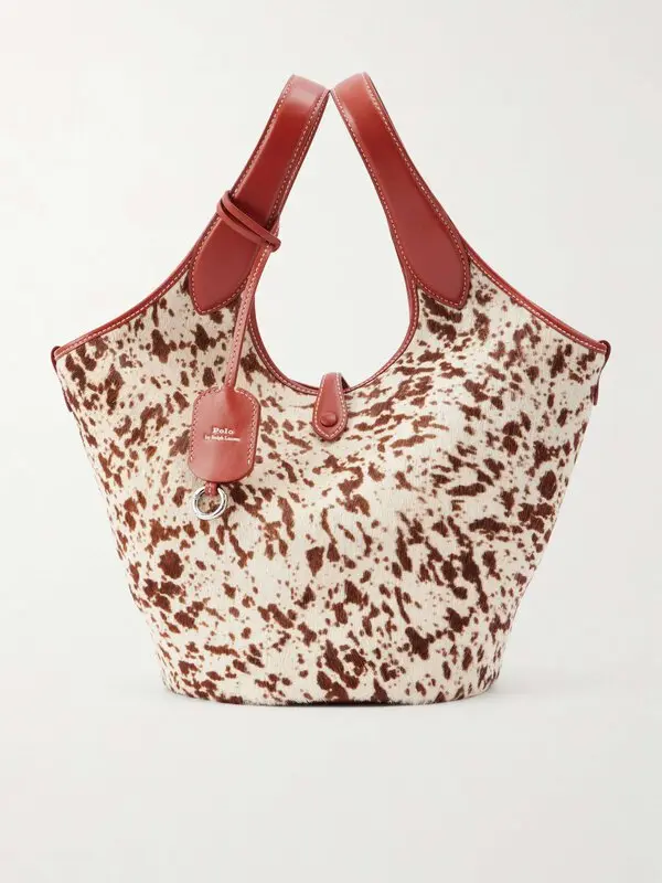 Polo Ralph Lauren Ply Medium Leather-trimmed Cow-print Calf Hair Tote - Brown