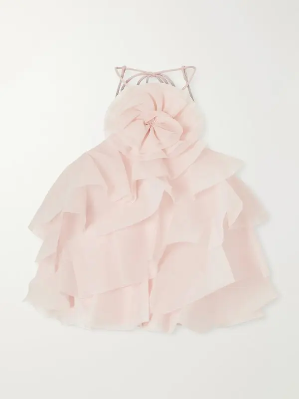 Aje Villa Ruffled Flower-detailed Organza Tank