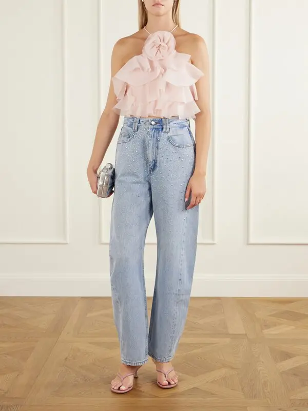 Aje Villa Ruffled Flower-detailed Organza Tank