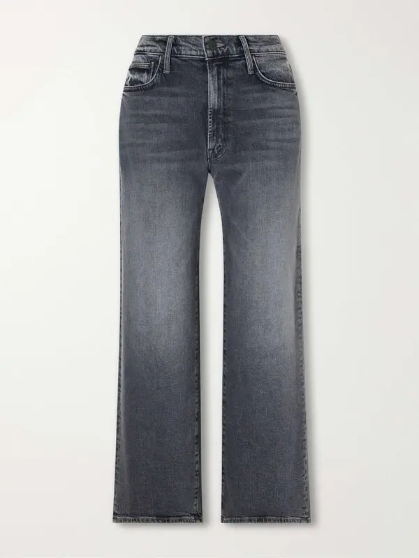 MOTHER The Dodger Flood Cropped Mid-rise Straight-leg Jeans - Gray
