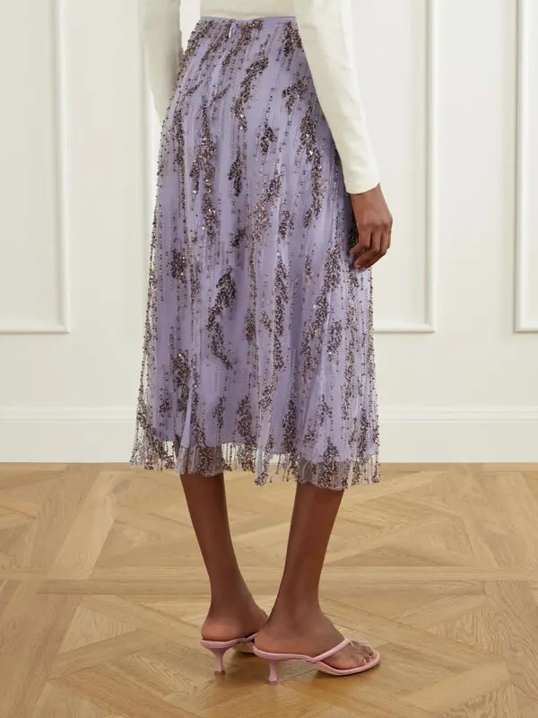 Staud Bead-embellished Midi Skirt