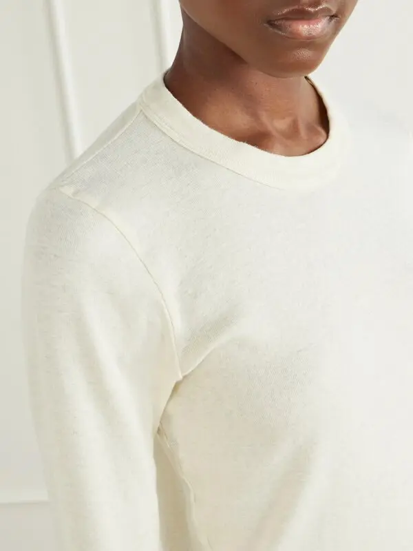 MOTHER The L/s Itty Bitty Recycled Cotton-jersey T-shirt - Neutrals