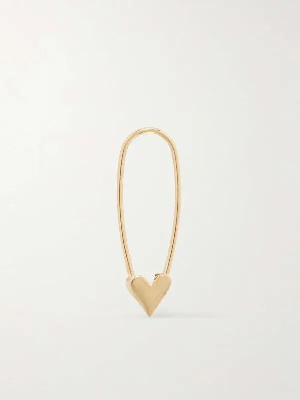 LOREN STEWART Mini Heart Safety Pin 14-karat Earring - Gold